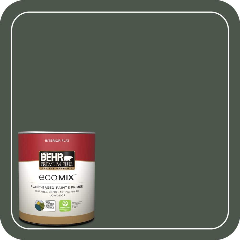 BEHR PREMIUM PLUS 1 qt. #PMD-66 Deep Evergreen Flat EcoMix Plant-Based ...