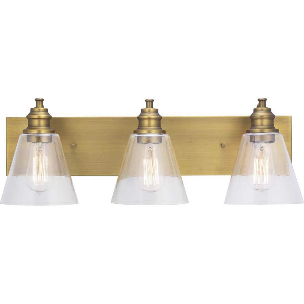 Progress Lighting Elsey Manor 24 in. 3-Light Warm Brass Vanity Light ...
