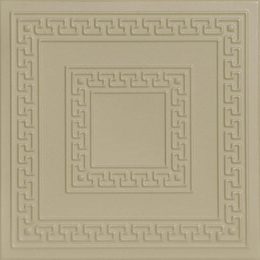 A La Maison Ceilings Greek Key Lenox Tan 1.6 ft. x 1.6 ft. Decorative ...