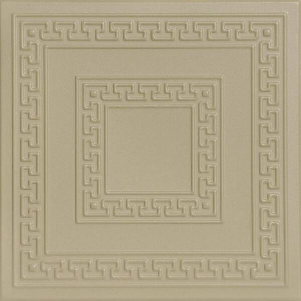 A La Maison Ceilings Greek Key Lenox Tan 1.6 ft. x 1.6 ft. Decorative ...