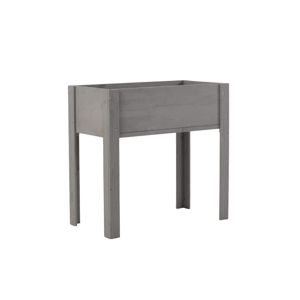29 in. x 14 in. x 8.5 in. Wood Grey Raised Garden Bed with Eco-Friendly Finish, Durable Solid ...