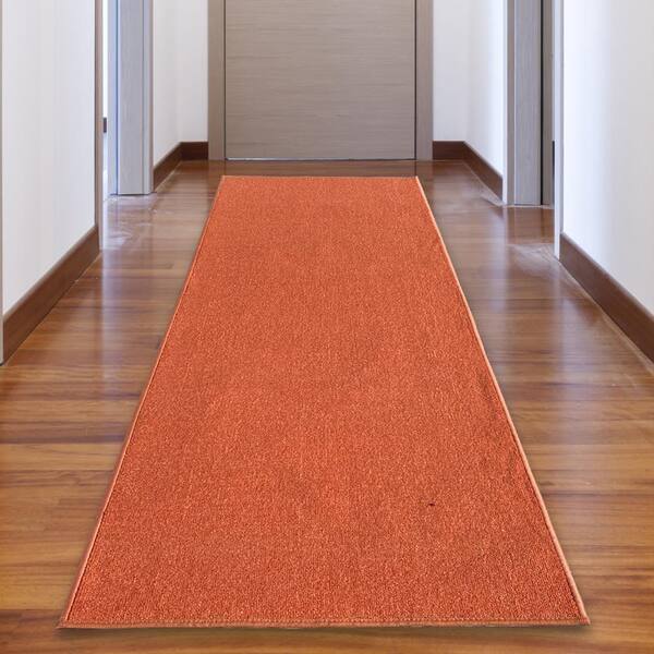 PLAYA RUG Solid Orange Color 31 in. Width x Your Choice Length Custom ...