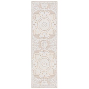 SAFAVIEH Abstract Beige/Ivory 2 ft. x 8 ft. Border Marle Runner Rug ...
