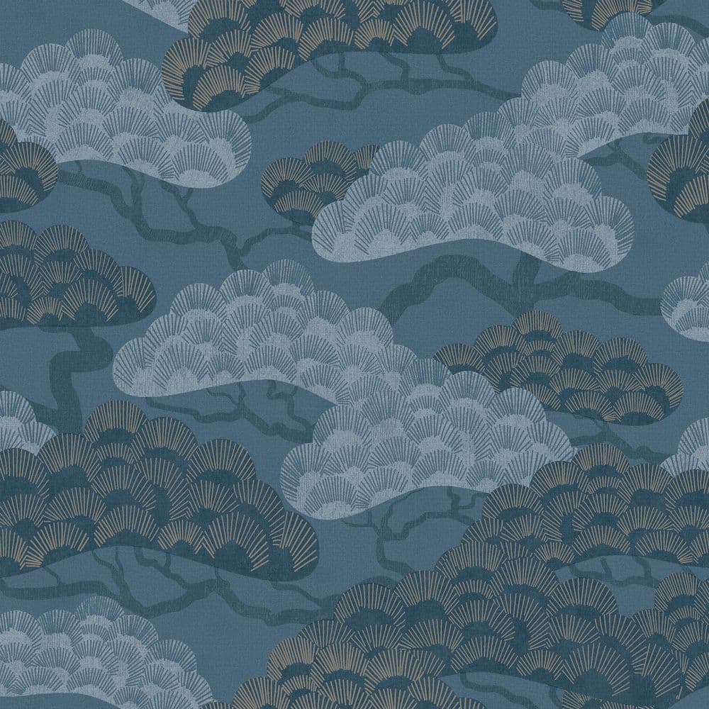 Veer Decor Bonsai Grove Blue Wallpaper VREL01-446 - The Home Depot