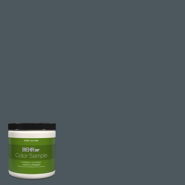 BEHR PREMIUM PLUS 8 oz. #N470-7 Submarine Gray Semi-Gloss Interior ...