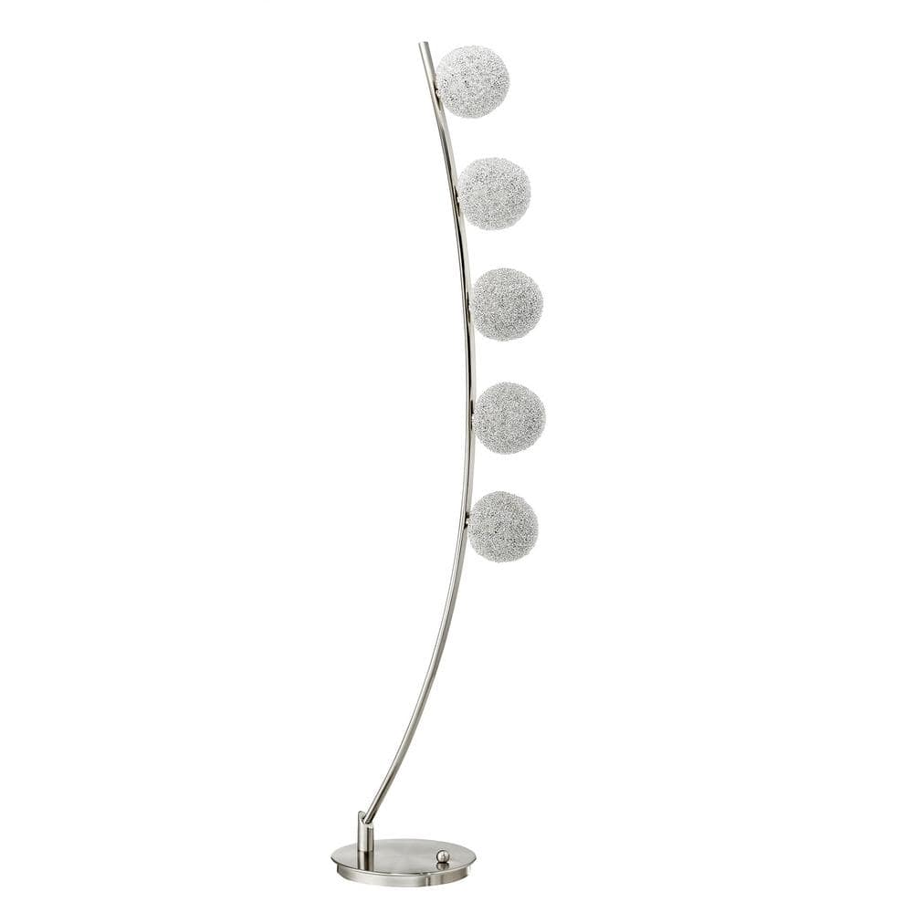 EVERGLADE HOME Diya 61 in. Satin Nickel Floor Lamp with Wire Wrap Balls ...