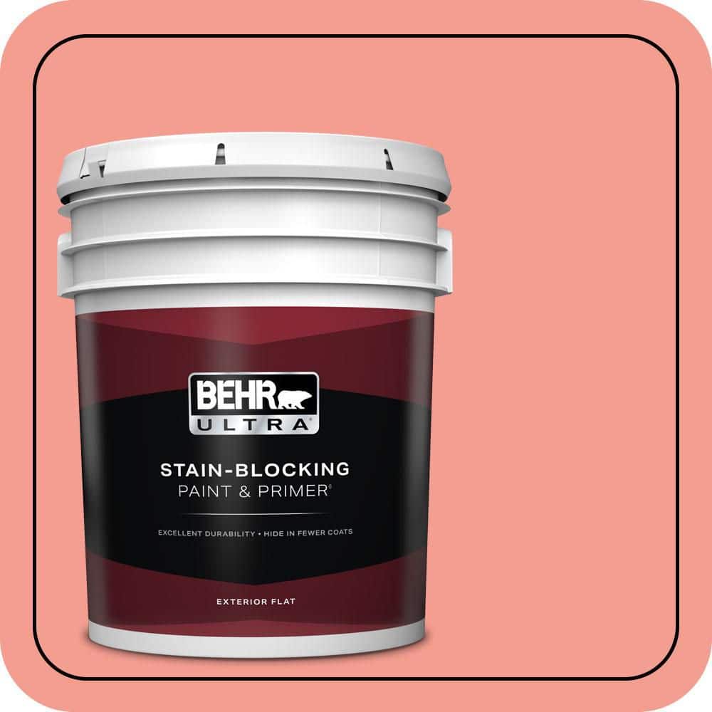 BEHR ULTRA 5 gal. #170B-4 Cool Melon Flat Exterior Paint & Primer ...
