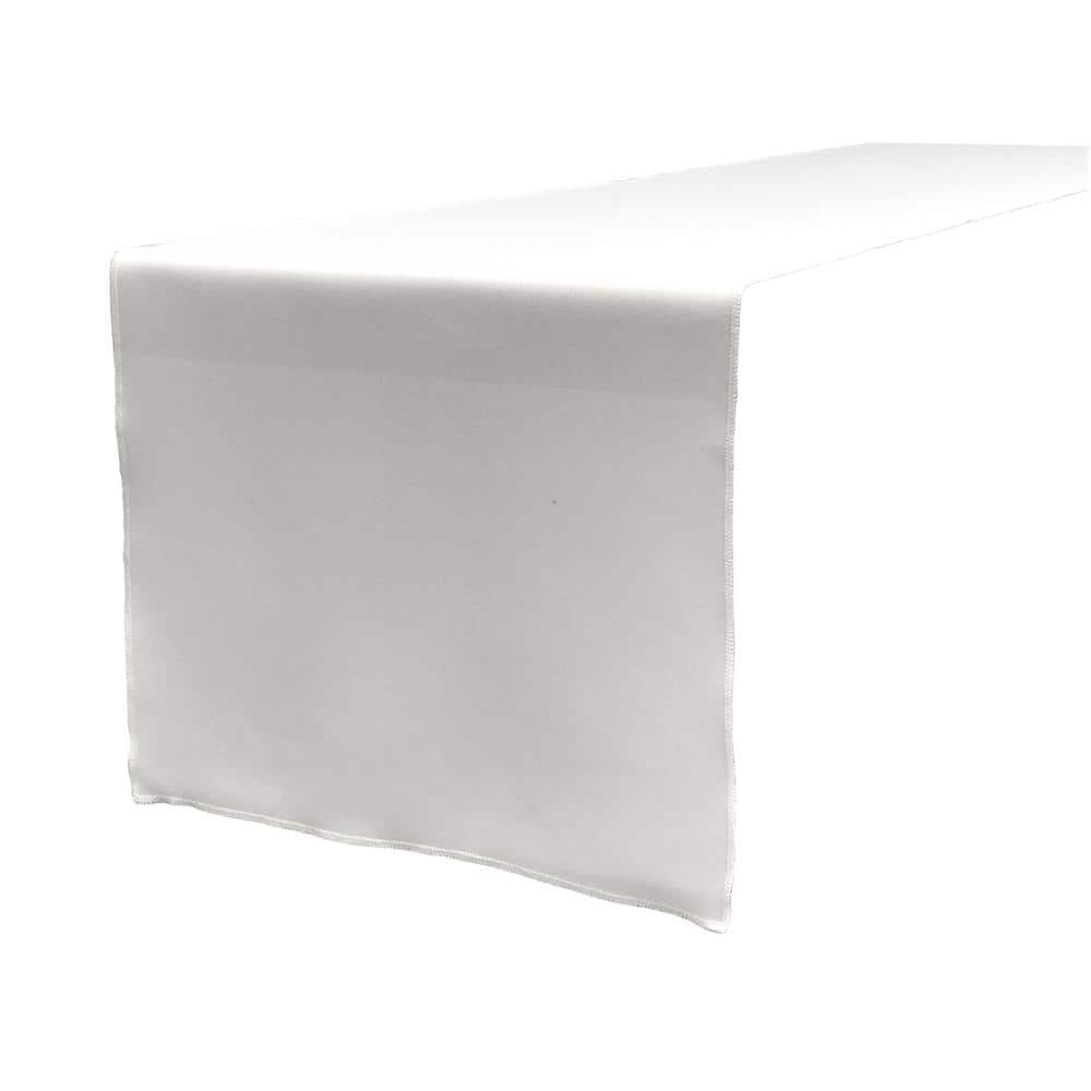 LA Linen 14 in. x 108 in. White Polyester Poplin Table Runner ...