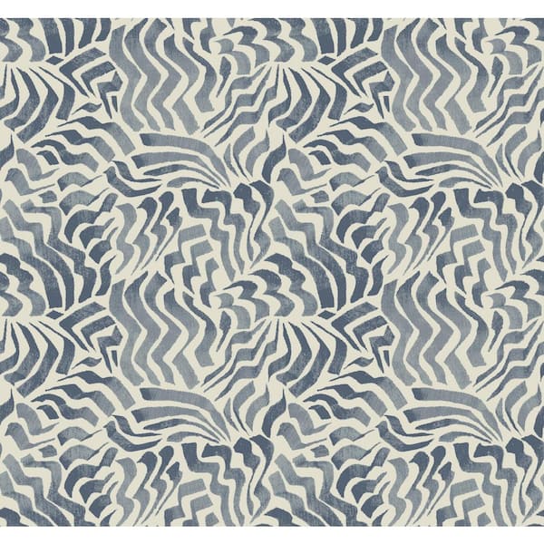 Zora Wave Denim Blue Wallpaper LM5323 - The Home Depot