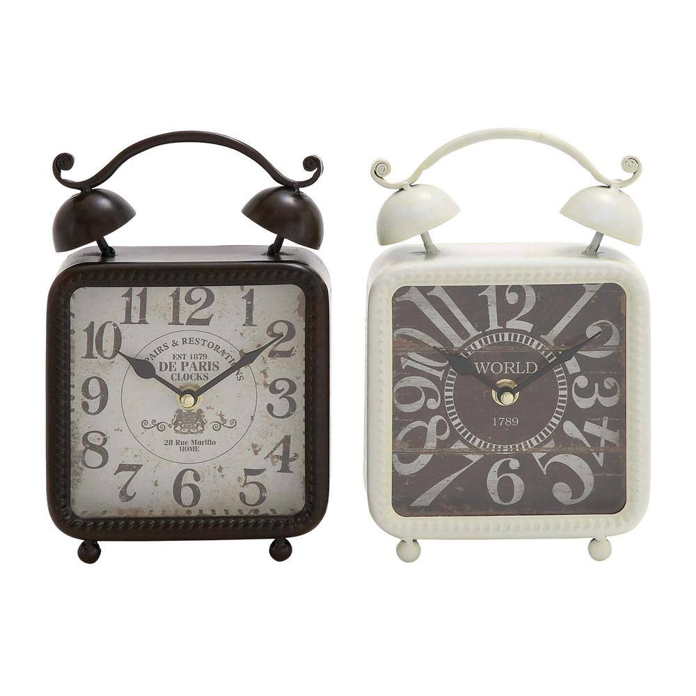 Litton Lane Black Glass Bell Top Analog Clock (Set of 2) 92208 - The ...