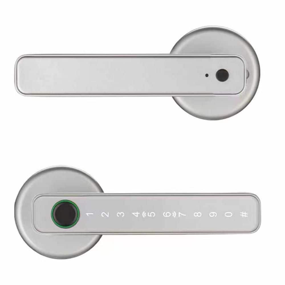 WRIGHTMASTER 6.3 in. Silver Fingerprint Biometric Smart Door Handle ...