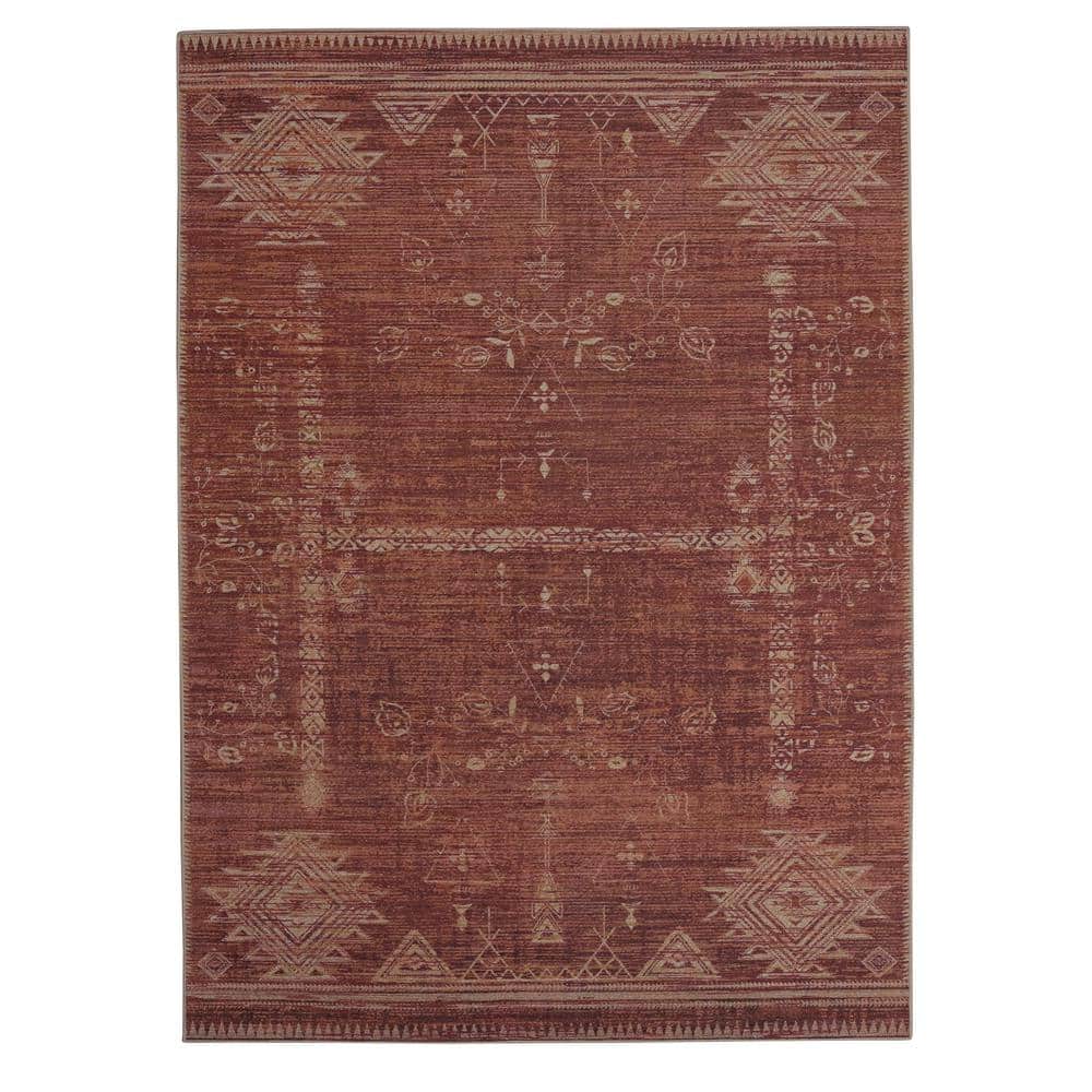 Linon Home Decor Park Merrie Brown and Ivory 5 x 7 ft. Traditional ...