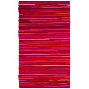 SAFAVIEH Rag Rug Red/Multi 2 ft. x 12 ft. Distress Striped Runner Rug ...
