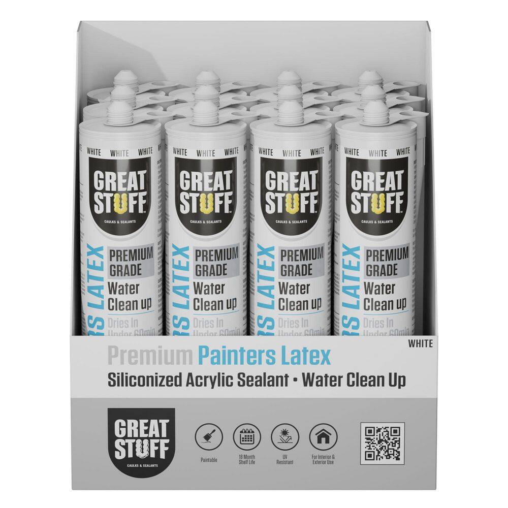 GREAT STUFF Premium Painters Latex 10.1 fl. oz. White High Performance ...