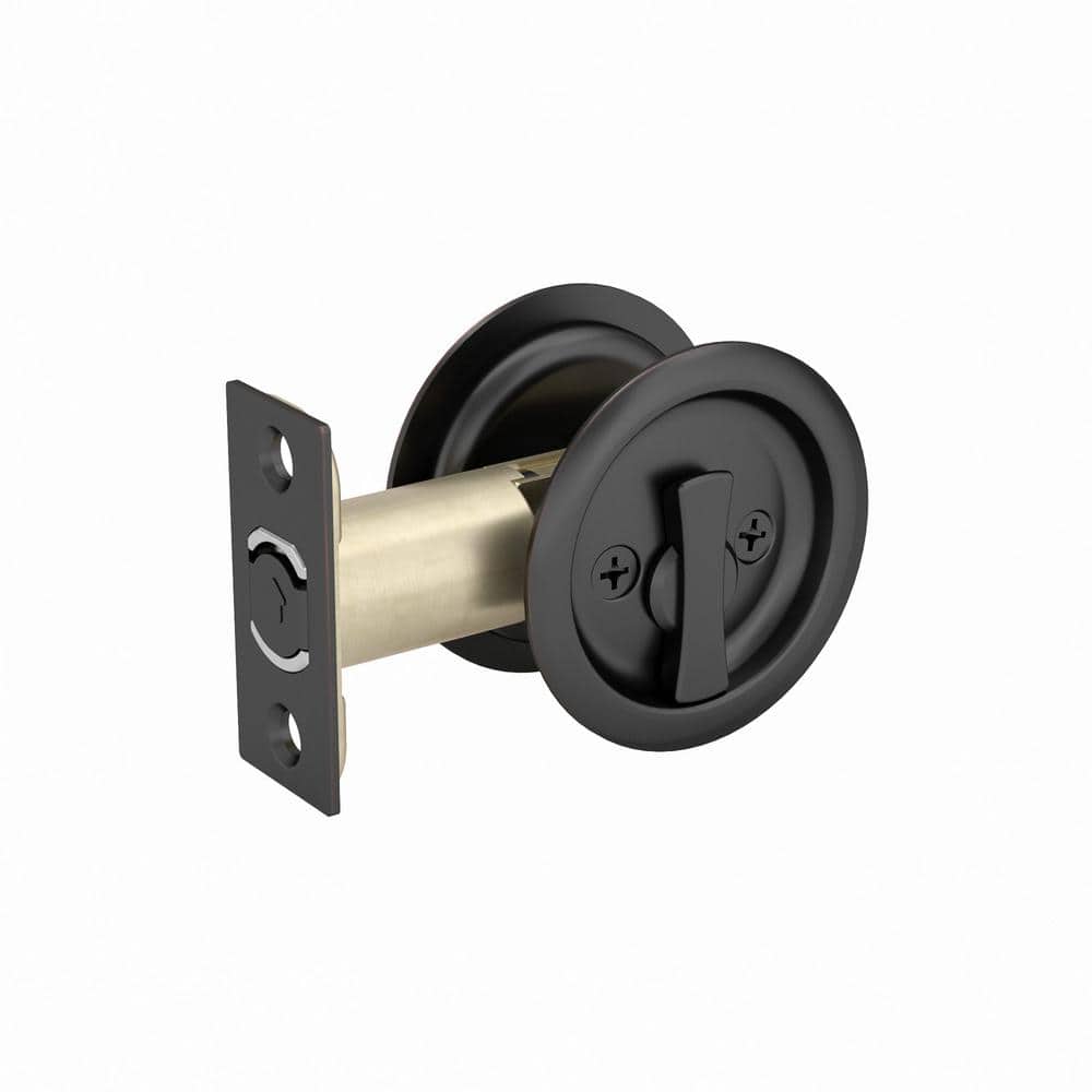 Onward 2-7/16 in. (62 mm) Oil-Rubbed Bronze Round Pocket Door Pull with ...