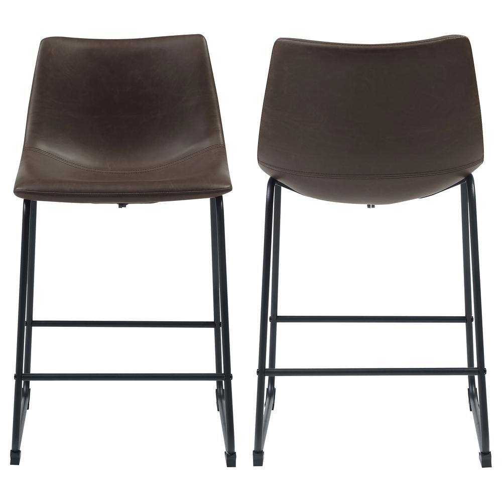 Coaster 35 in. H Black and Brown Solid Back Metal Frame Counter Height ...