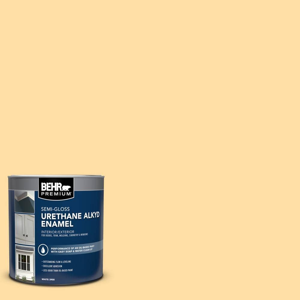 BEHR PREMIUM 1 qt. #300A-3 Melted Butter Semi-Gloss Enamel Urethane ...