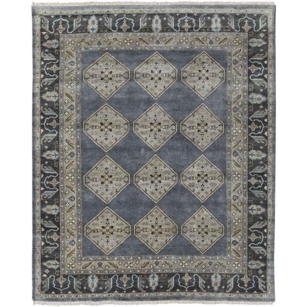 HomeRoots Blue and Gray Floral 9 ft. x 12 ft. Area Rug 2000511029 - The ...
