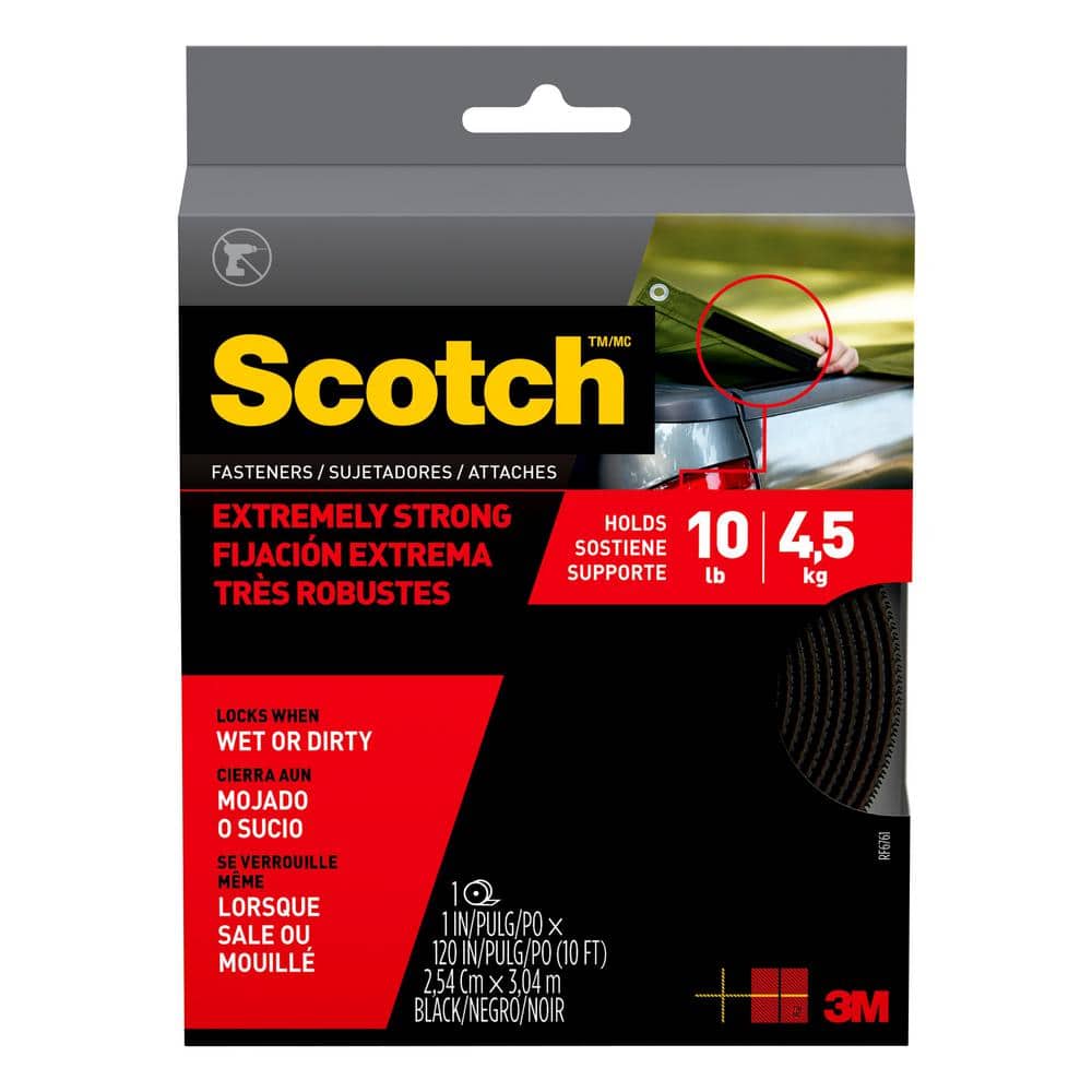 Scotch 1 in. x 10 ft. Black Extreme Fasteners, 1 Set of Strips RF6761 ...
