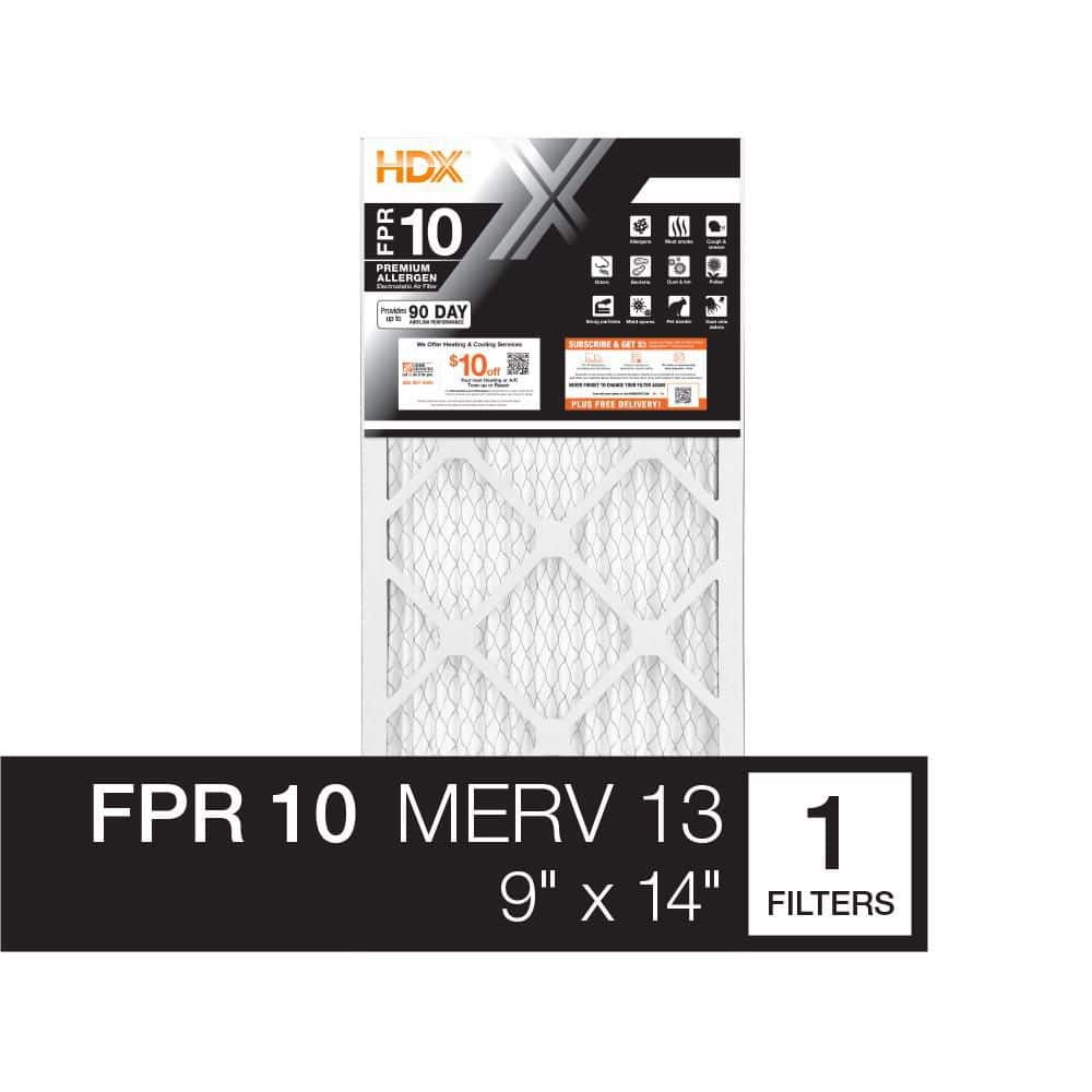 HDX 9 in. x 14 in. x 1 in. Premium Pleated Air Filter FPR-10, MERV-13 ...