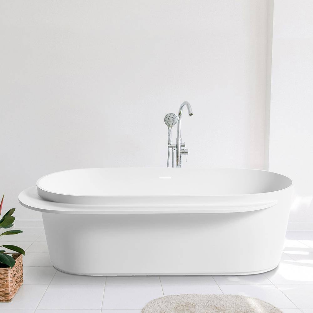 INSTER 71 in. Composite Resin Flatbottom Freestanding Slipper Non ...