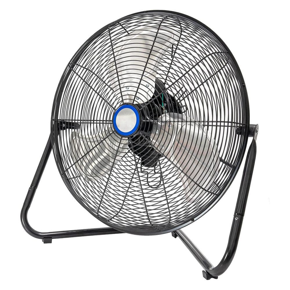 WOCK HICFM 18 in. Black 3500 CFM Heavy Duty Metal Pivoting Floor Fan, 1 ...