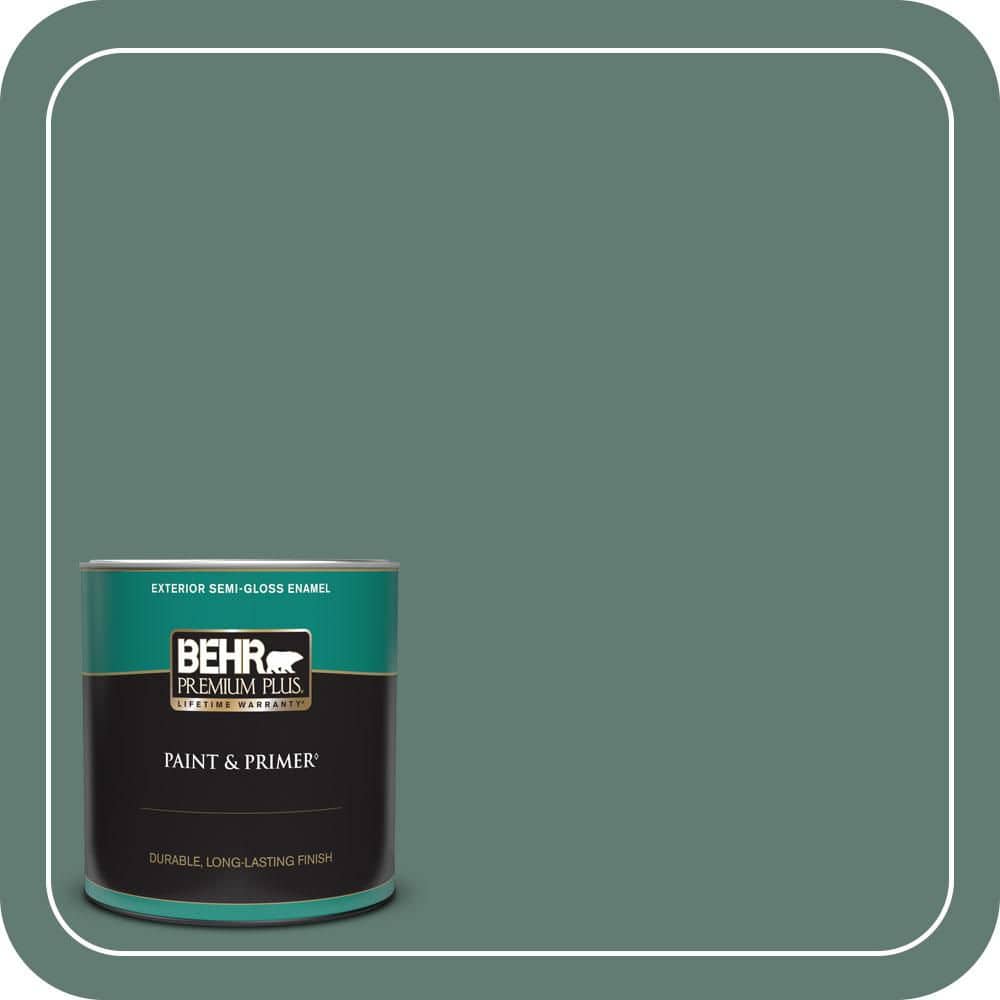 BEHR PREMIUM PLUS 1 qt. #S430-6 Forest Edge Semi-Gloss Enamel Exterior ...