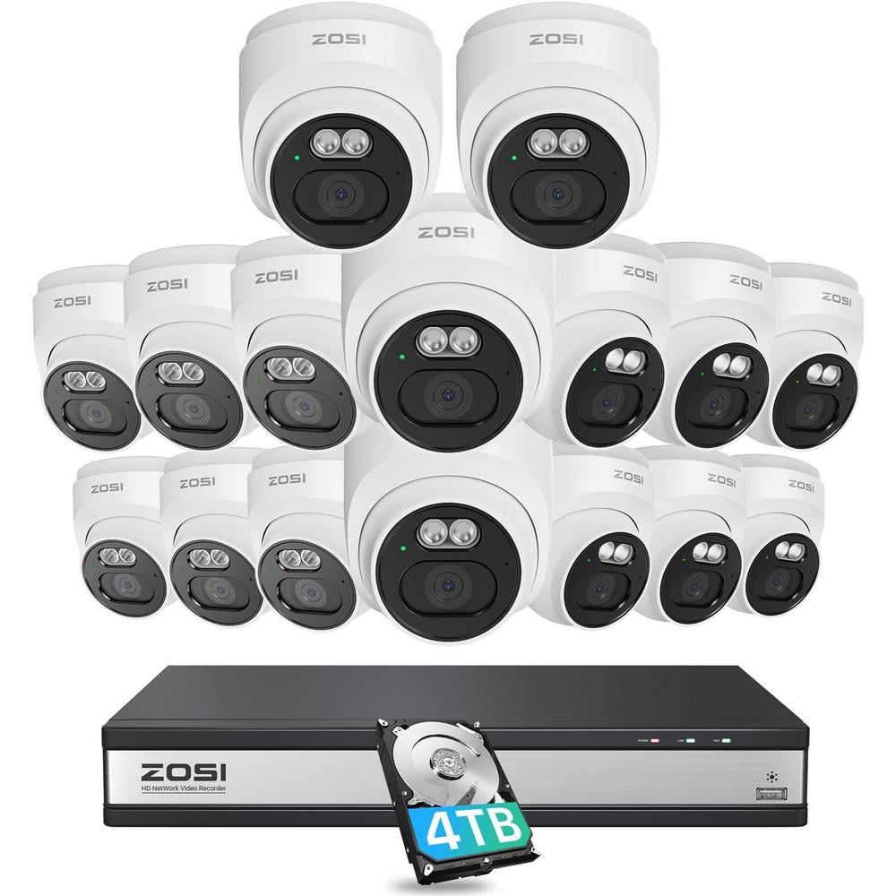 ZOSI 16-Channel 4TB POE NVR Home Security Camera System with 16 Wired ...