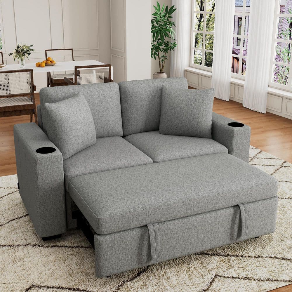 Harper & Bright Designs 60.6 in. Gray Chenille Mini Full Size ...