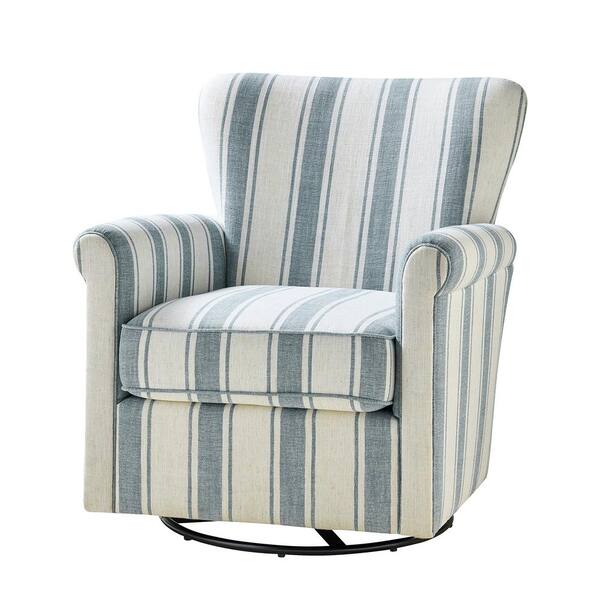 JAYDEN CREATION Georg Blue Floral Fabric Shakeable Swivel Chair with ...