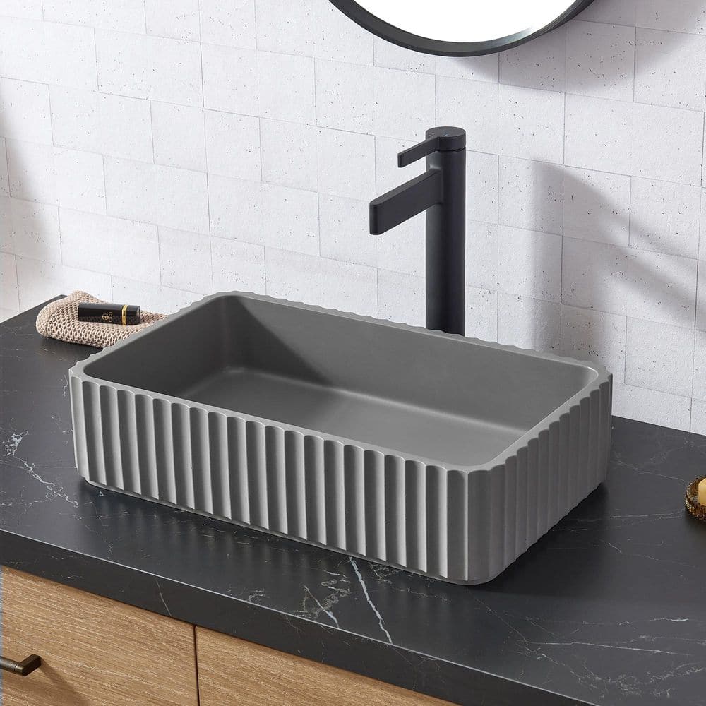 ROSWELL Sao Paulo 19.7 in. Vessel Rectangular Bathroom Sink in Gray ...