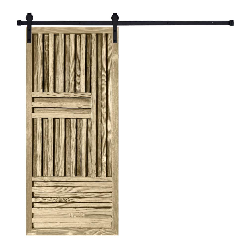 AIOPOP HOME Artisan Series ZEN-Door 84 in. x 30 in. Natural Pine Wood ...