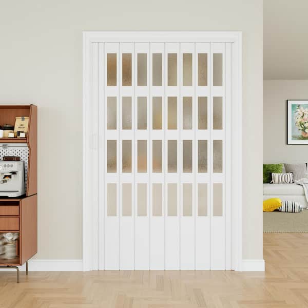 ARK DESIGN 36 in. x 80 in. White Dual 3-Lite PVC Accordion Door with ...