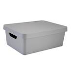 Modern Homes 4.75 Gal. Storage Box Translucent in Grey Bin with Yellow ...