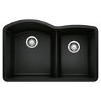 Blanco DIAMOND SILGRANIT Coal Black Granite Composite 32 in. Double ...