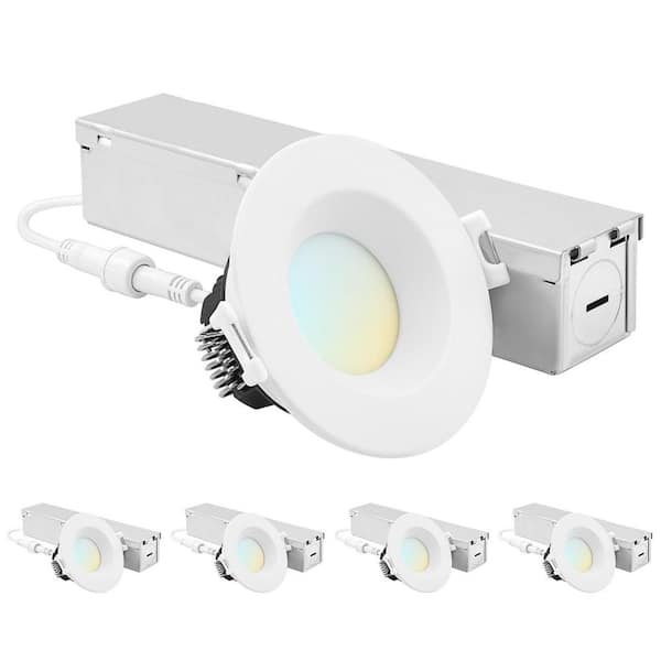 LUXRITE 2 in. Integrated LED Recessed Light J-Box 8 Watts 5CCT 660 ...