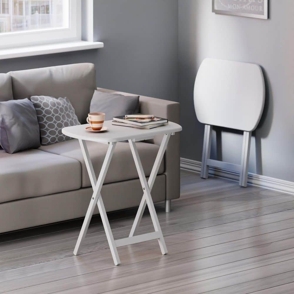Winsome Wood Corbett 15.75 In White Oversized 2-Pc Snack/End Table Set ...