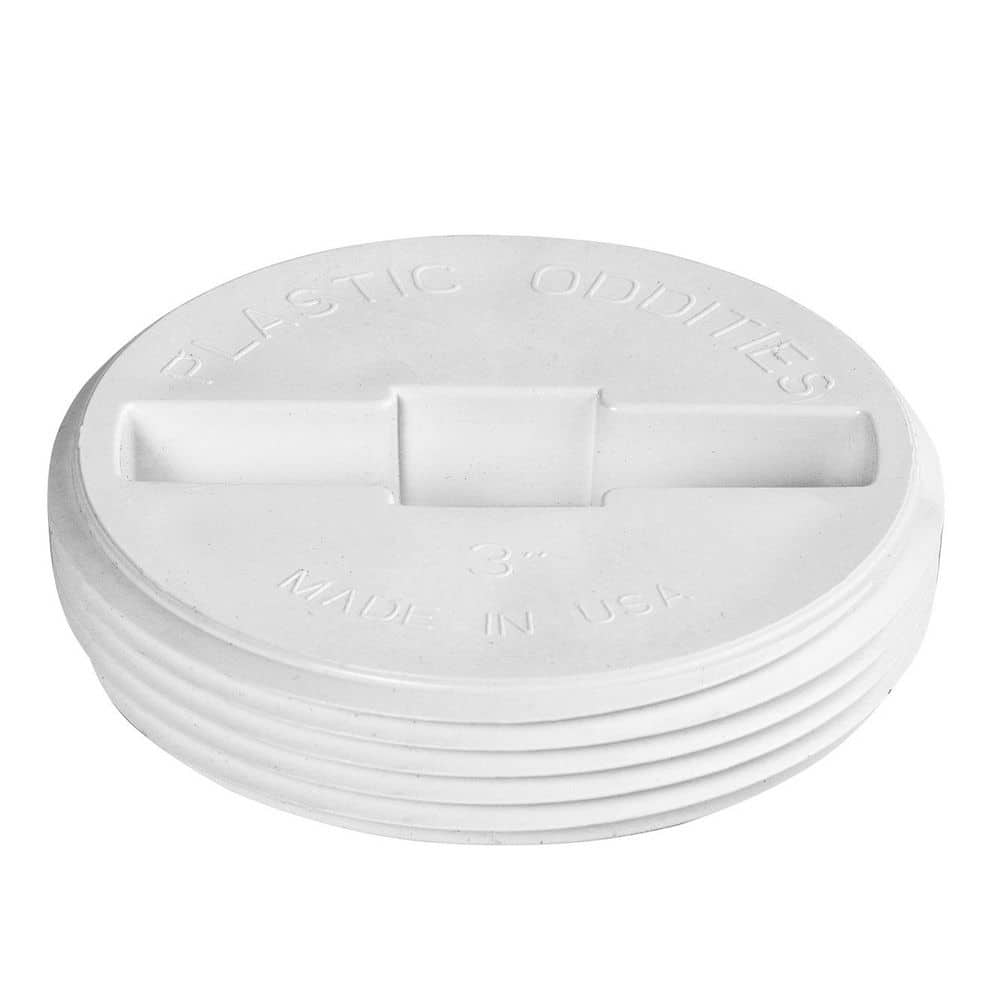 PLUMBFLEX 3 in. White Rigid PVC DWV Flush Cleanout Plug, 0.31 ft. Long ...
