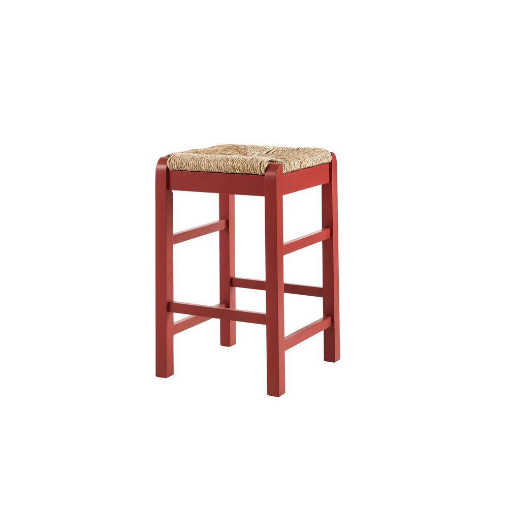 Home Decorators Collection Dorsey Mason Red Backless Wood Counter Stool ...