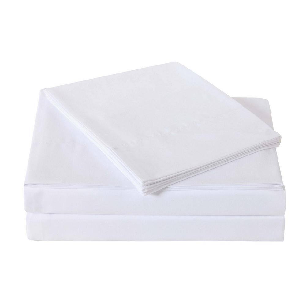 Truly Soft White 4-Piece Solid 180 Thread Count Microfiber Full Sheet ...