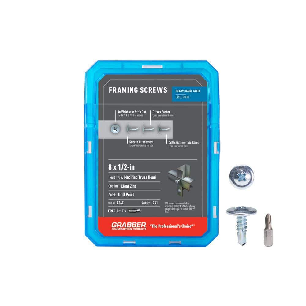 Grabber #8 1/2 in. Philips Modified Truss-Head Self-Drilling Screws (1 ...
