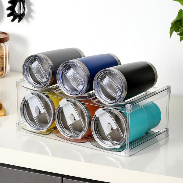 Wudkey 2-Tier Clear Large Tumbler and Bottle-Fit Water Bottle Organizer ...