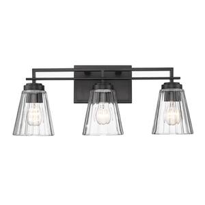 Neoma 21.75 in. 3-Light Matte Black Vanity Light with Opal Etched Glass ...