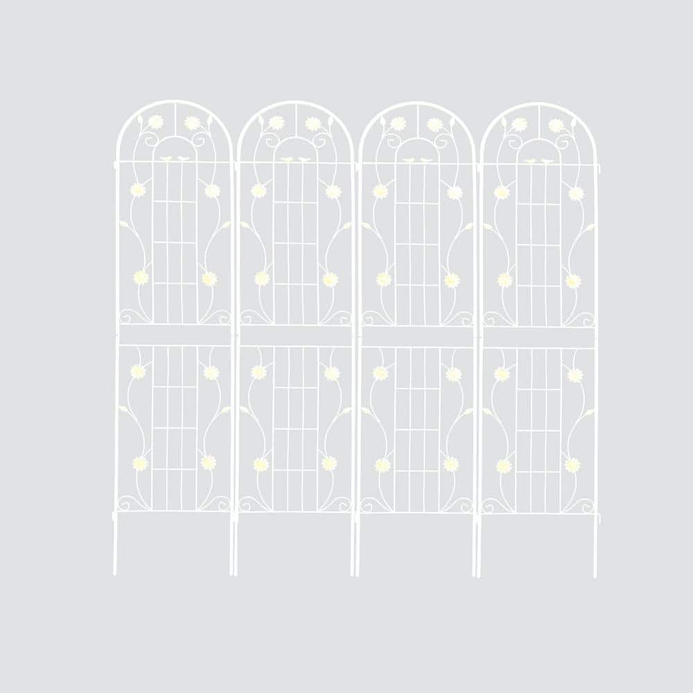 Sudzendf 71 in. White Metal Garden Trellis Outdoor Flower Support (4 ...