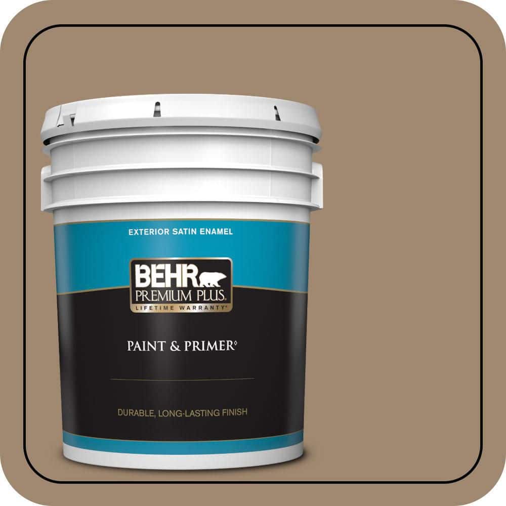 BEHR PREMIUM PLUS 5 gal. #700D-5 Toffee Crunch Satin Enamel Exterior ...