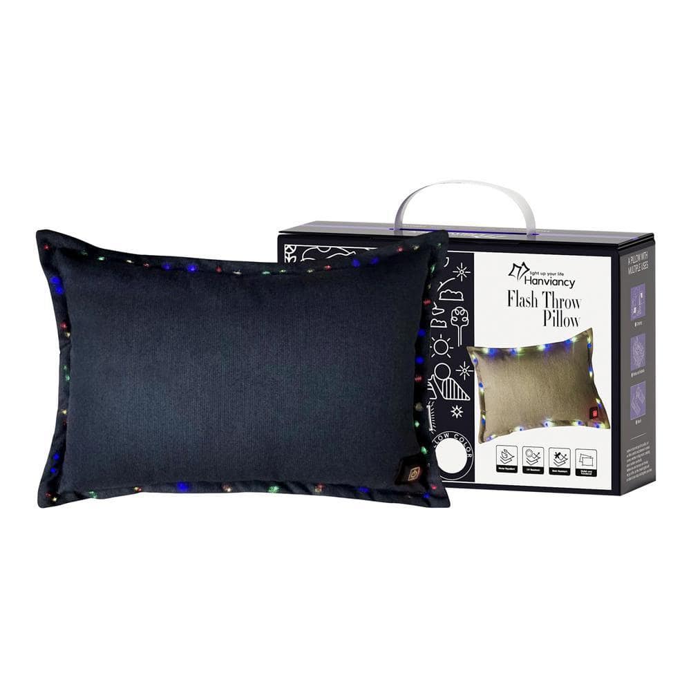 Hanviancy Rectangle Outdoor Throw Pillow with Led Lighting Edge-Blue ...