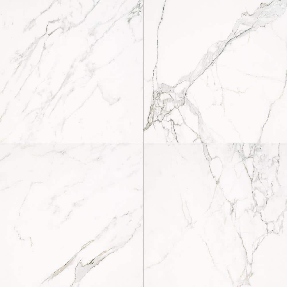 MSI Michella Calacatta Isla 24 in. x 24 in. Matte Porcelain Marble Look ...