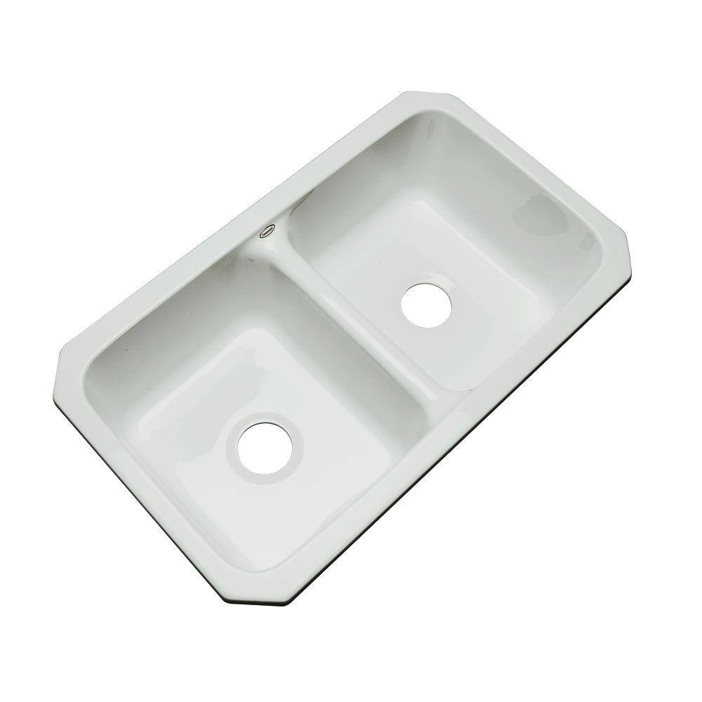 Thermocast Newport Undermount Acrylic 33 in. 0-Hole Double Bowl Kitchen ...