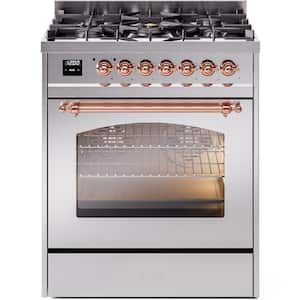 ILVE Nostalgie II 30 in. 5 Burner Freestanding Dual Fuel Range in White ...