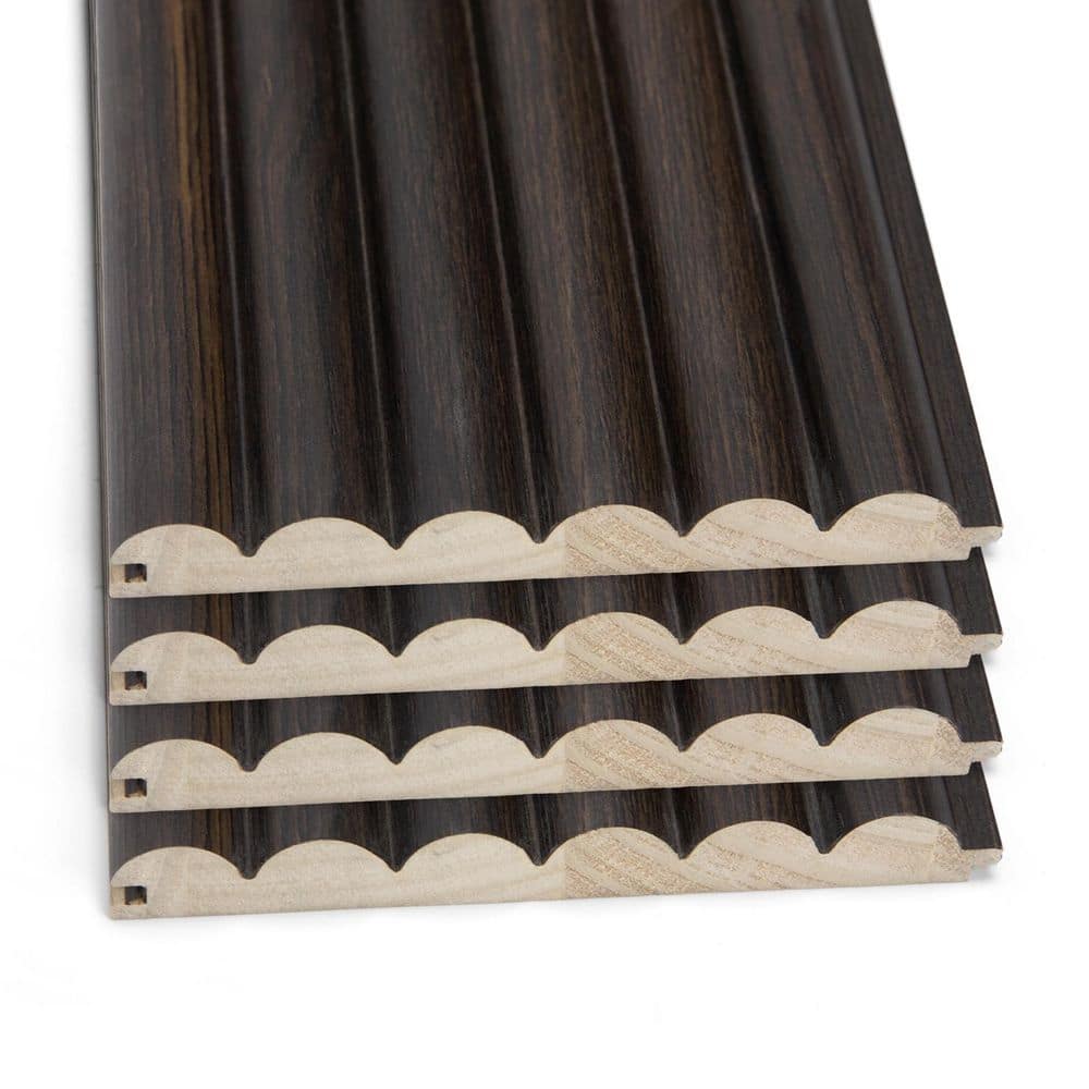 Art3dwallpanels Rounded Fluted Dark Brown 8-1/2 ft. x 1/2 ft. x 2/3 in ...